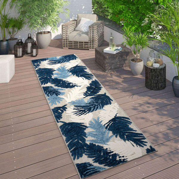 Beachcrest Home Tapis intérieur / extérieur bleu marine / ivoire / bleu Hernandez et ...